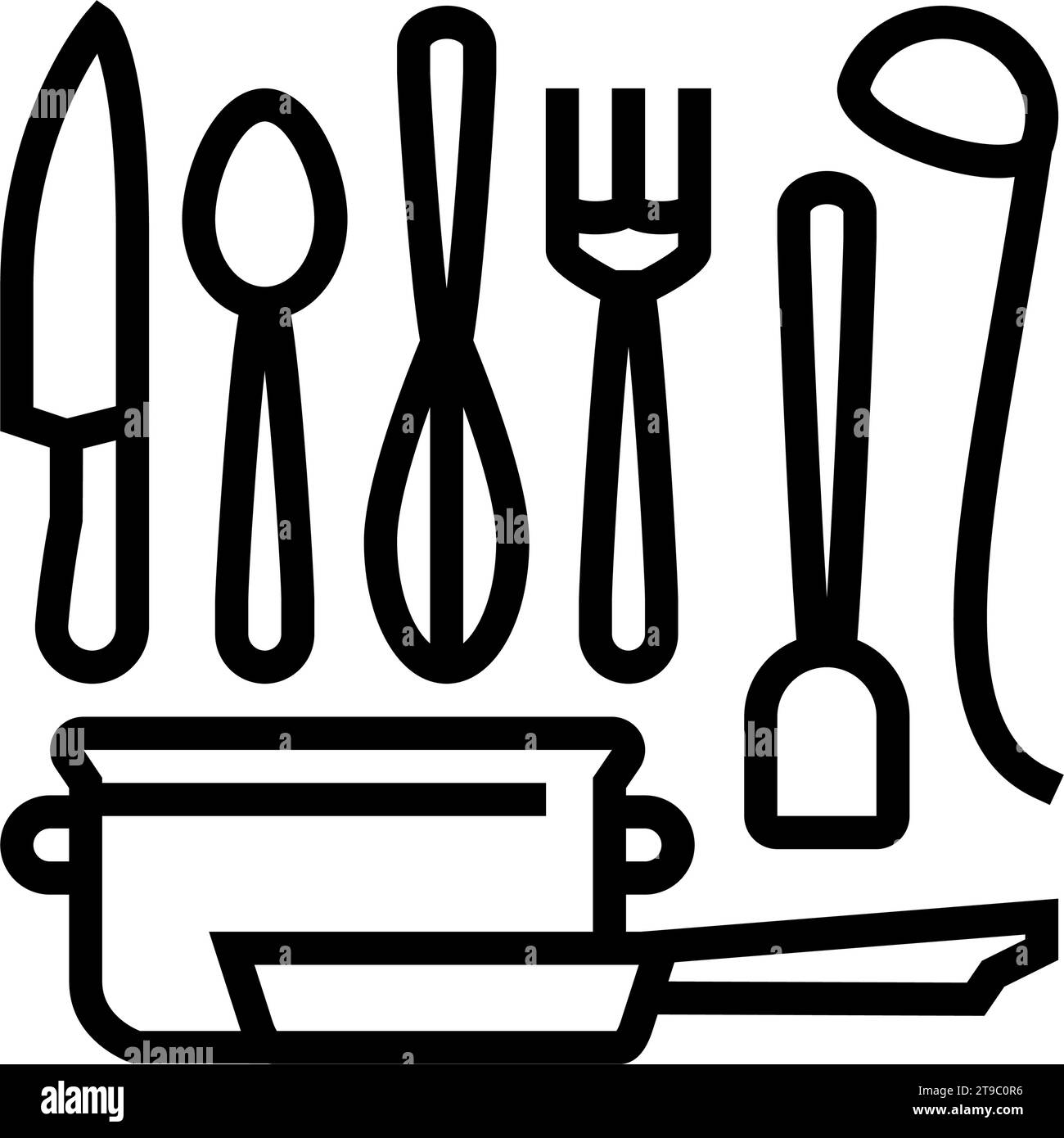 kitchen tools restaurant chef line icon vector illustration Stock ...