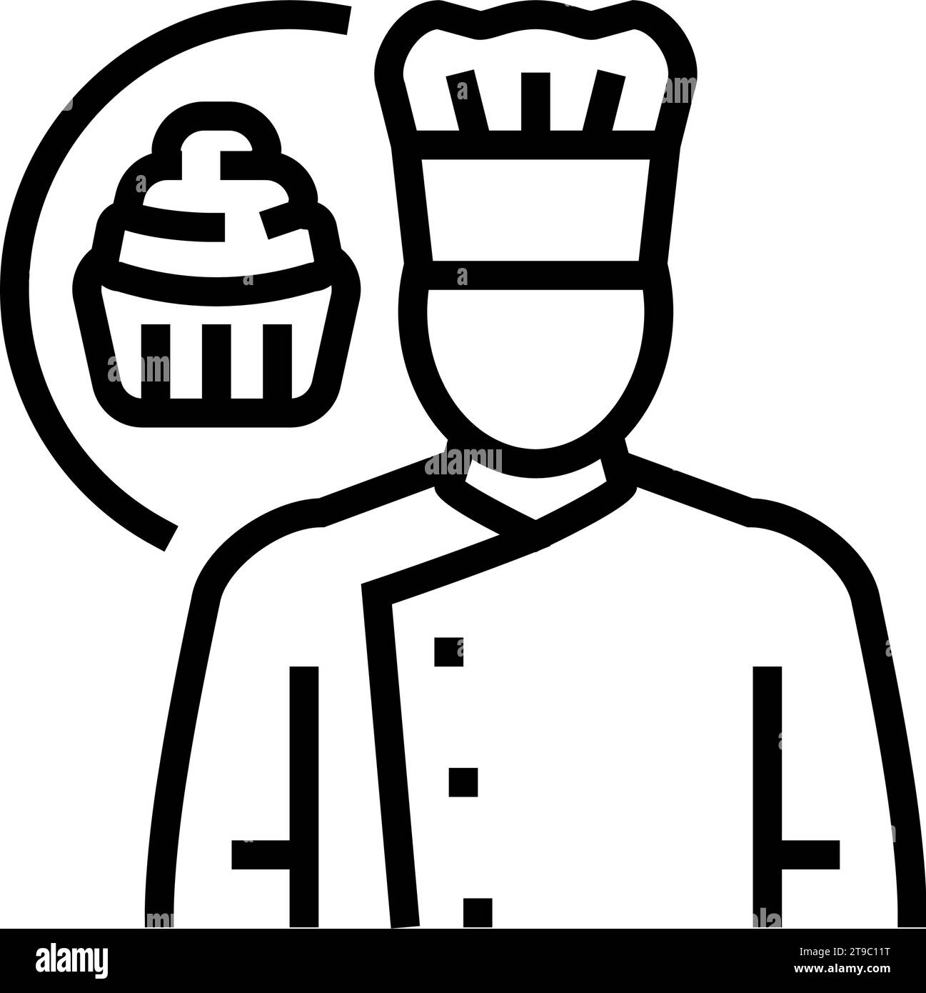 pastry chef restaurant line icon vector illustration Stock Vector Image ...