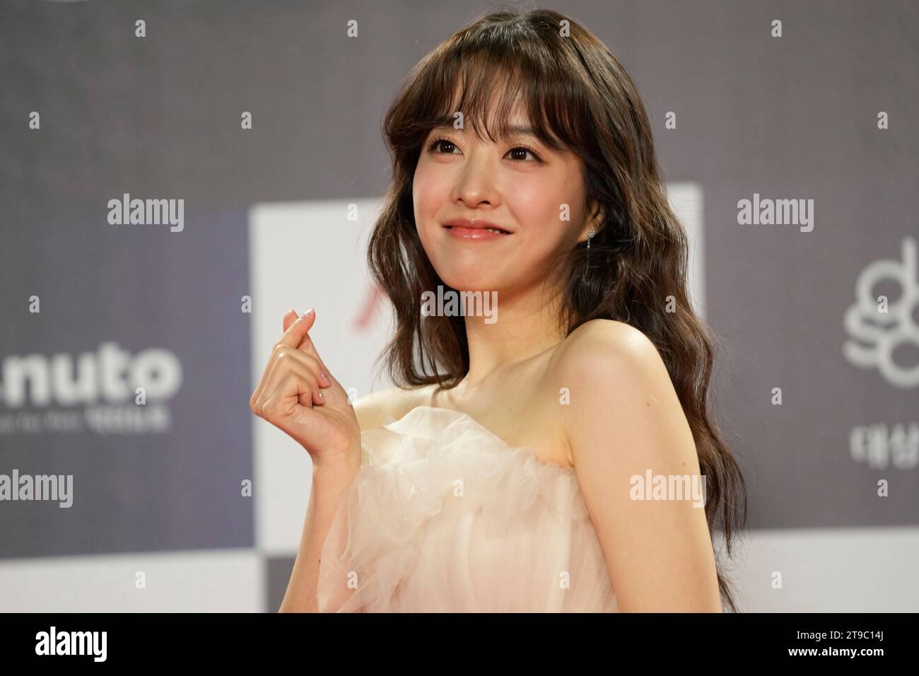 South Korean actress Park Bo-young poses for photographers upon arrival ...