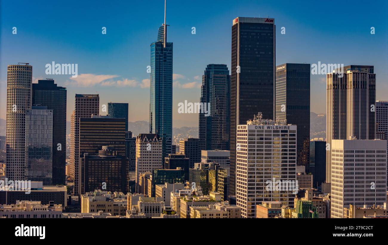 The high-rise buildings of Downtown Los Angeles on a sunny day - LOS ...