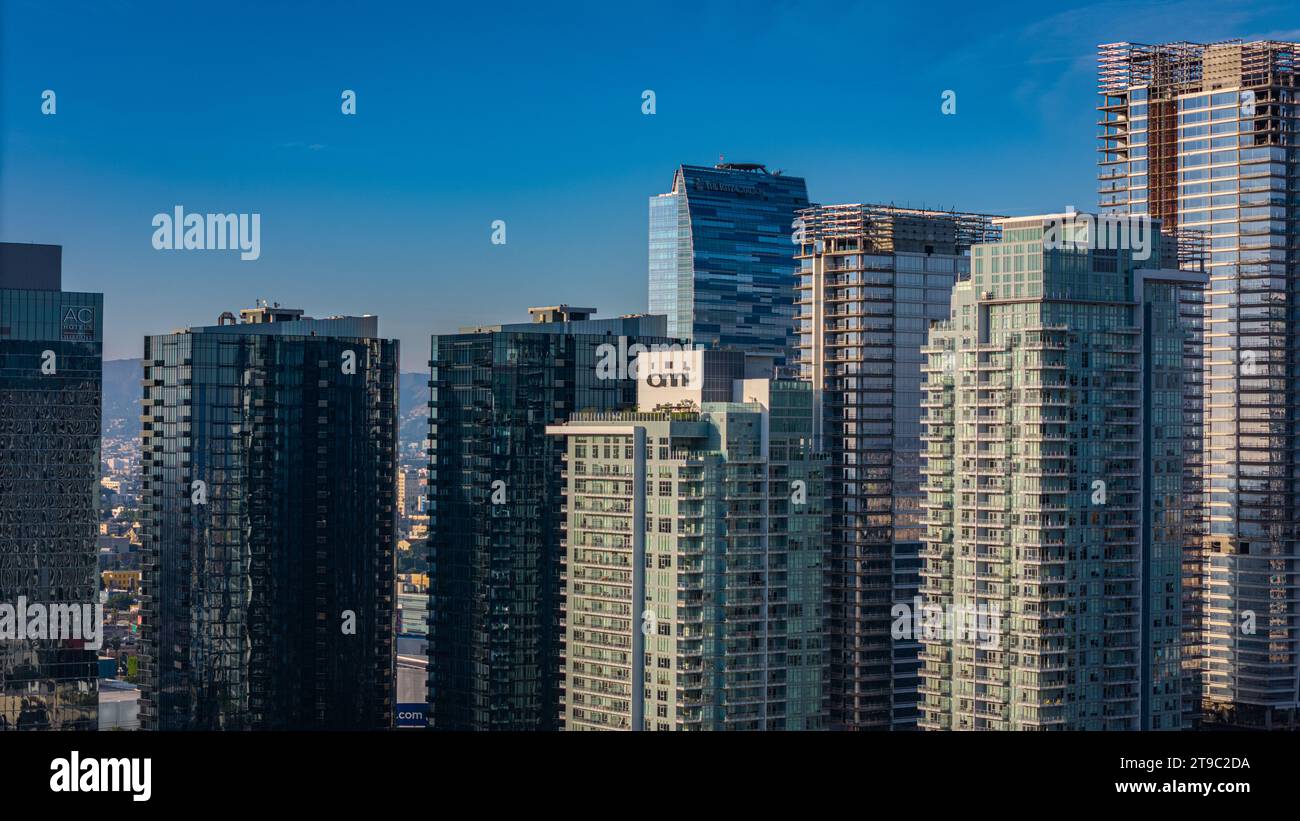 The high-rise buildings of Downtown Los Angeles on a sunny day - LOS ...