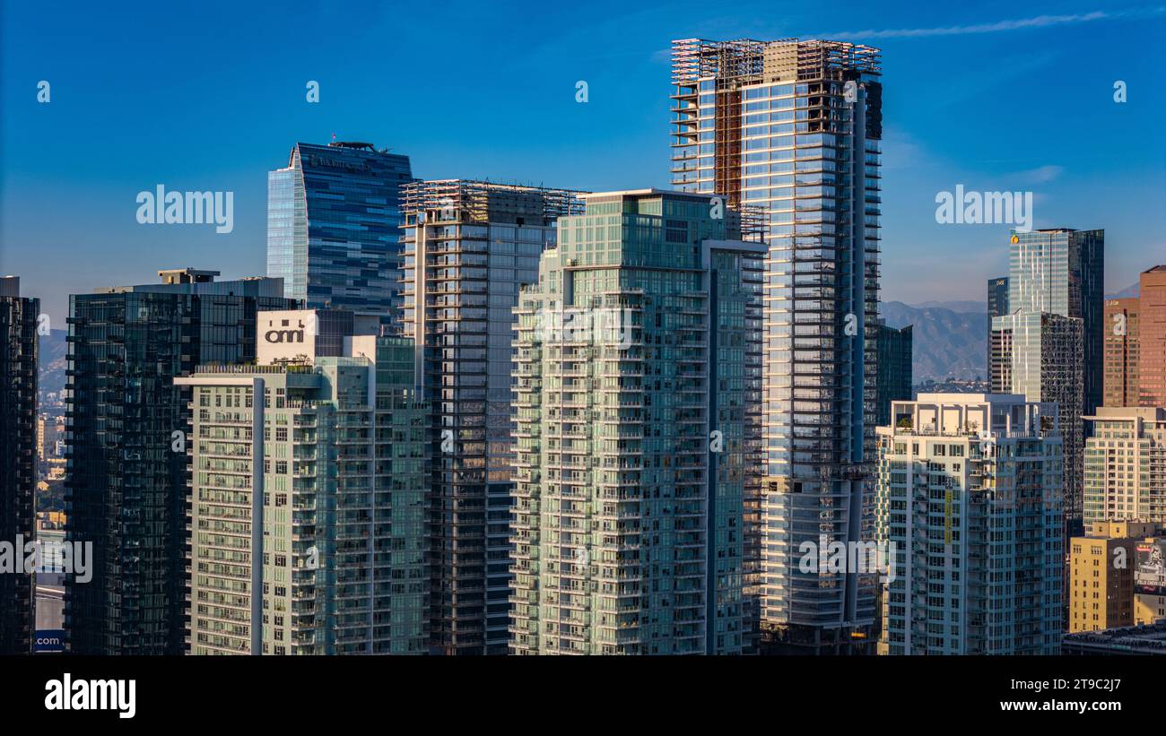 The high-rise buildings of Downtown Los Angeles on a sunny day - LOS ...