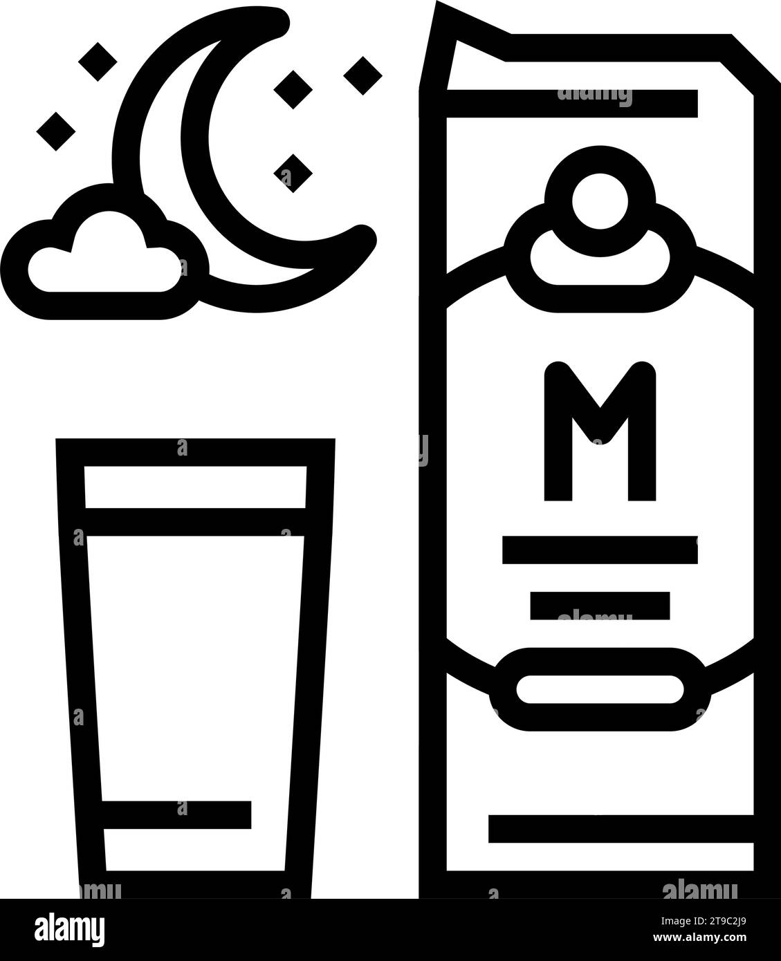 nightcap drink sleep night line icon vector illustration Stock Vector ...