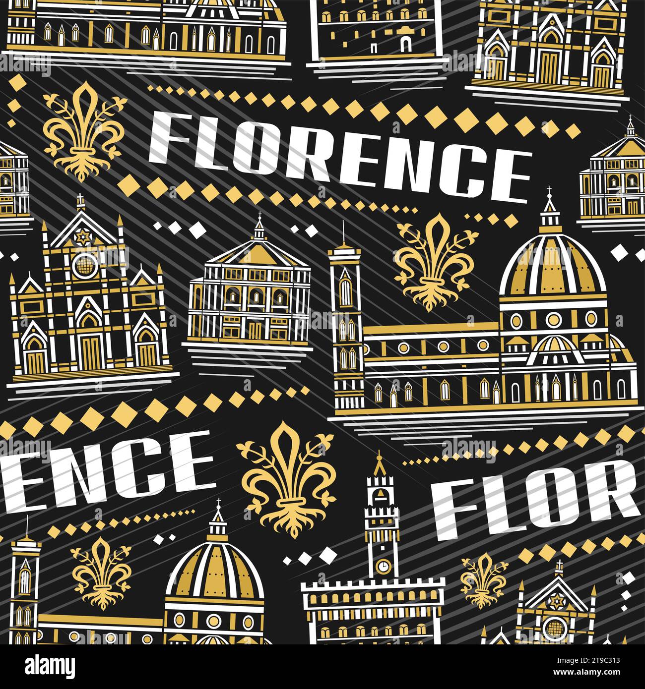 Vector Florence Seamless Pattern, square repeat background with ...