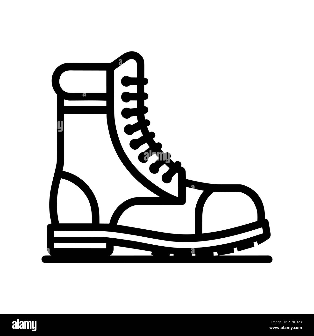 Boots icon. Black lace-up boots in flat design. Vector illustration ...