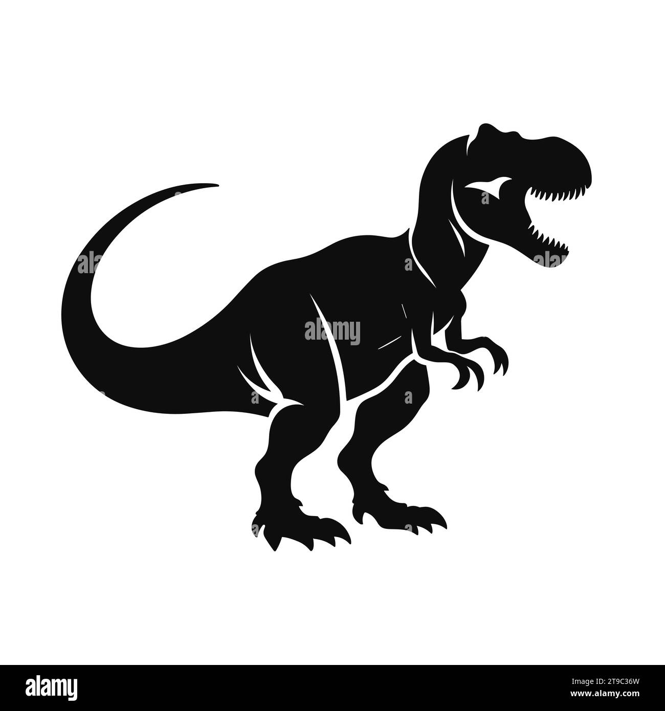 Dinosaur icon. Silhouette of a Tyrannosaurus. Black icon of dinosaur on a white background ...