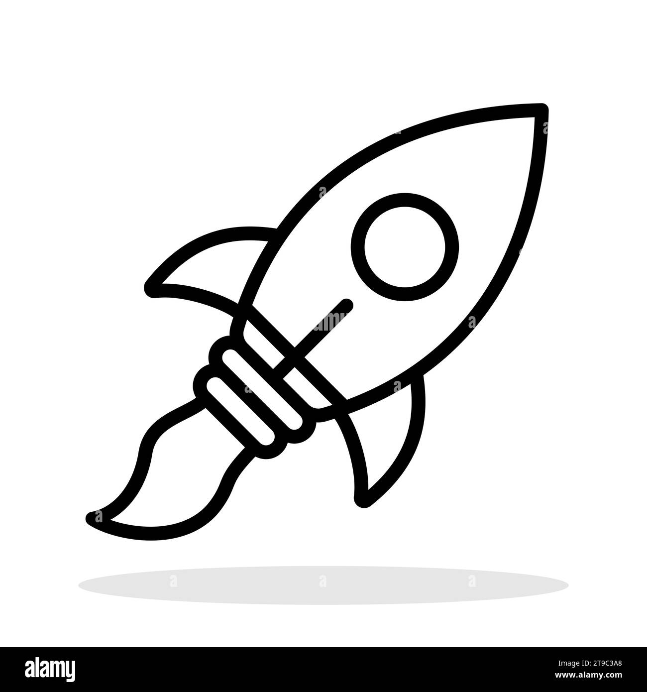 Rocket linear icon. Business start up symbol. Launch spaceship. Vector ...
