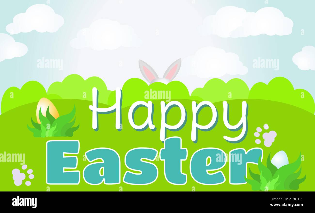 Easter card. Happy Easter lettering background with bright spring ...
