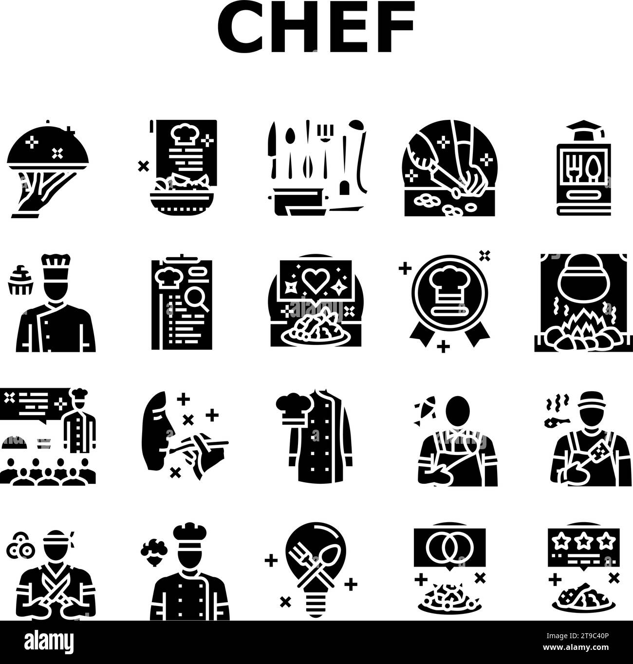 restaurant chef cooking food icons set vector Stock Vector Image & Art ...