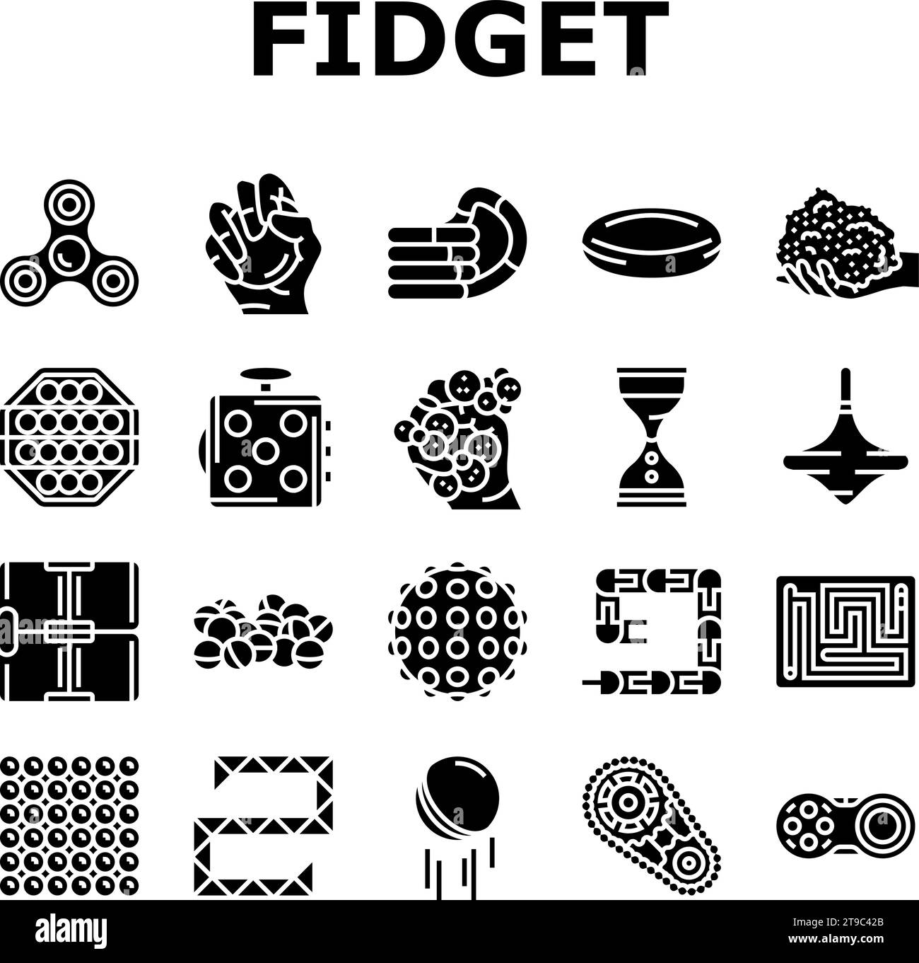 fidget toy fun antistress game icons set vector Stock Vector Image ...