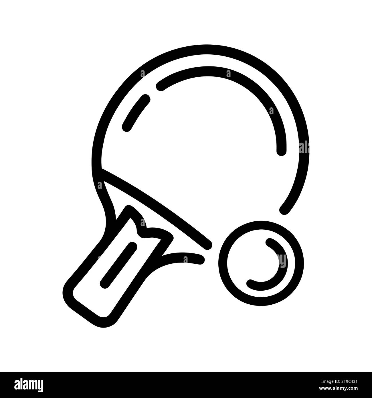 Tennis racket icon. Line art of a table tennis racket and ball. Vector ...