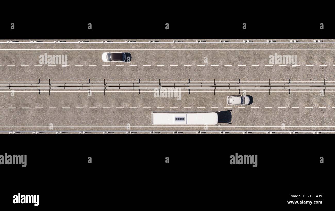 Long-distance bus, highway and state road. Roadways and traffic ...