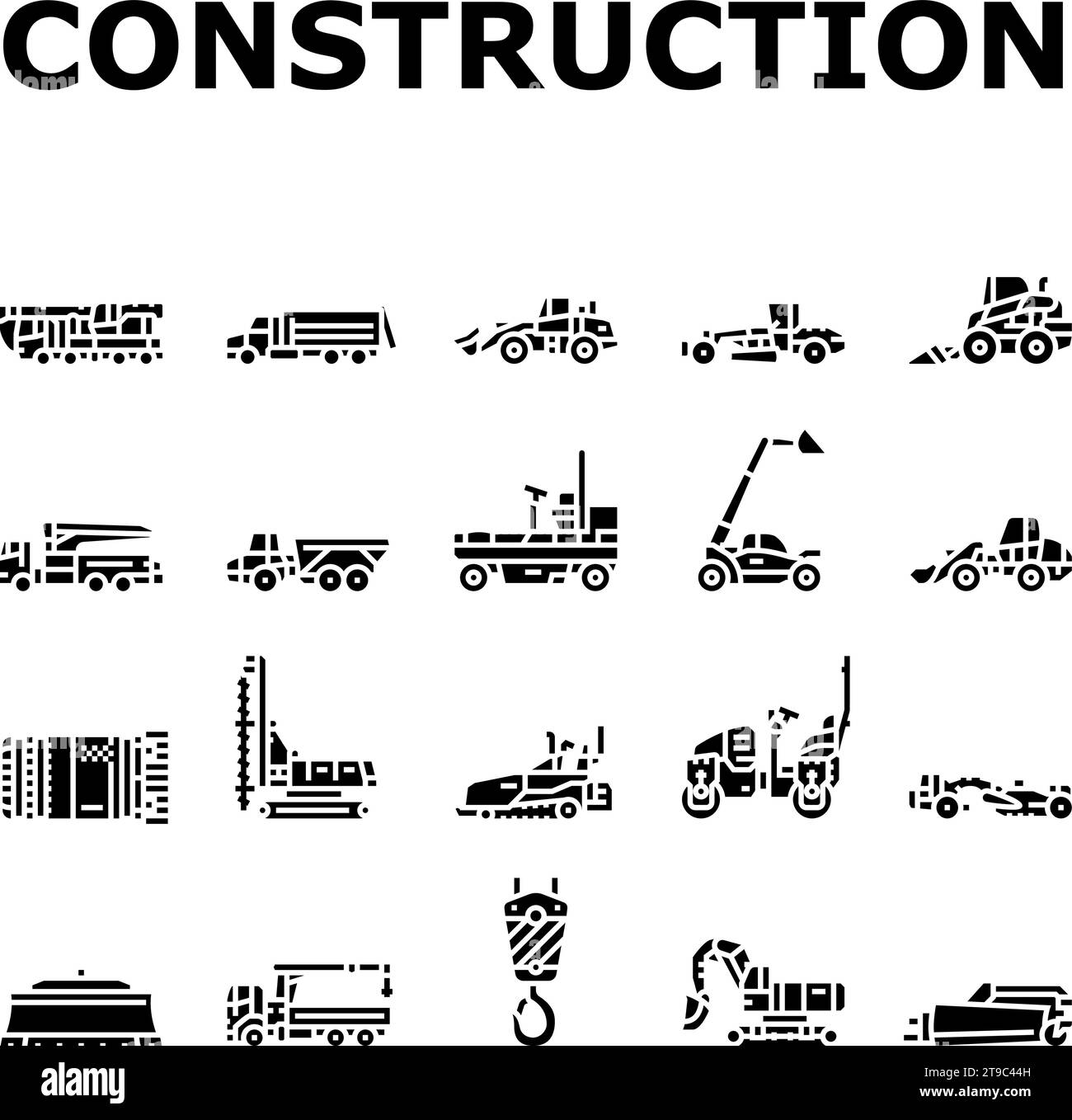 construction vehicle heavy work icons set vector Stock Vector Image & Art - Alamy