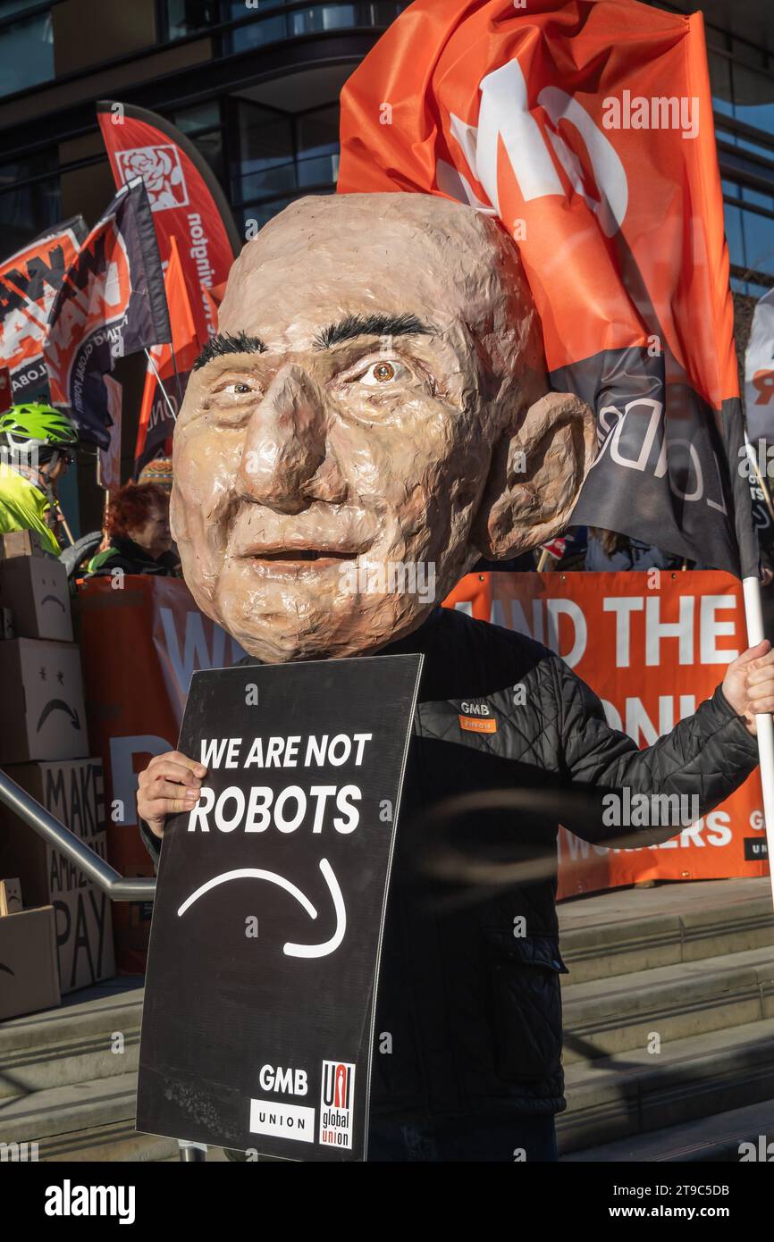 London, UK. 24 Nov 2023. Jeff Bezos Amazon Head. A protest in London ...