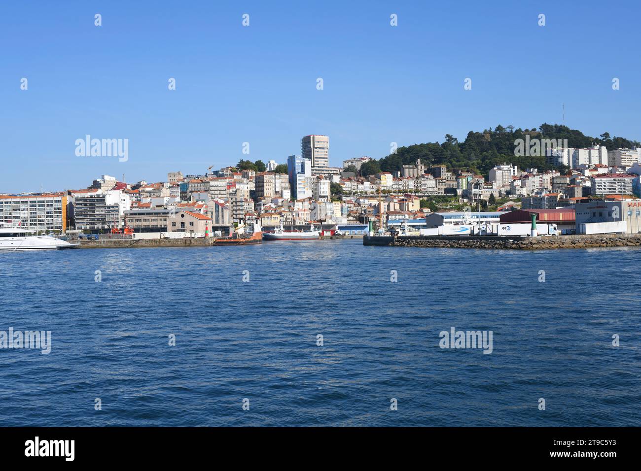 Vigo city seen from the estuary. Pontevedra, Galicia, Spain Stock Photo ...