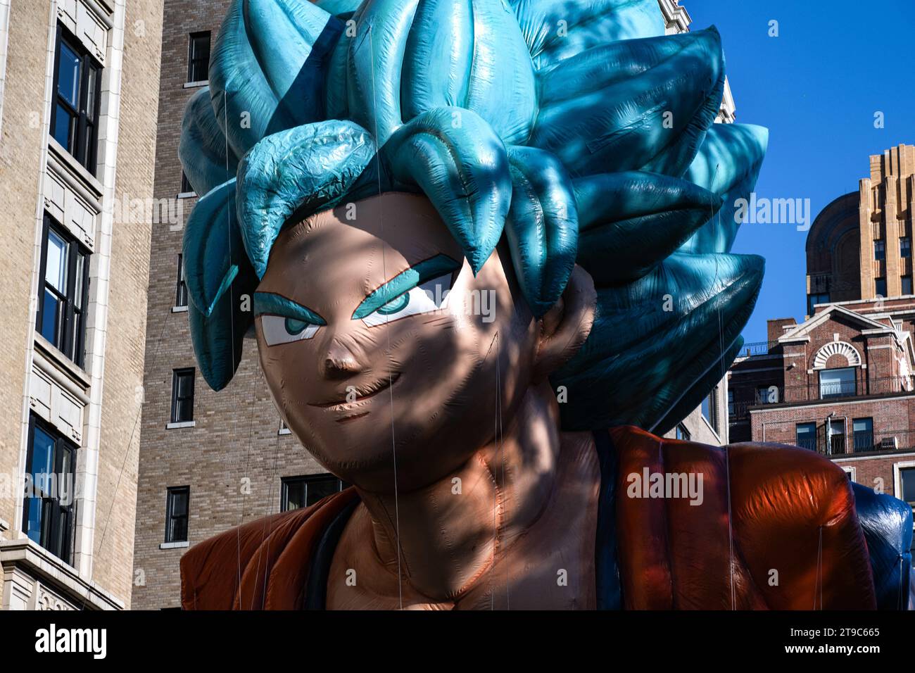 New York, New York, USA. 23rd Nov, 2023. Goku Dragon Ball balloon sails ...