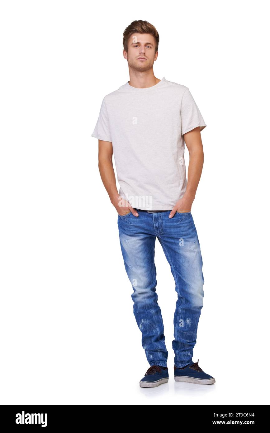 Style, portrait and young man in a studio with casual, stylish and ...