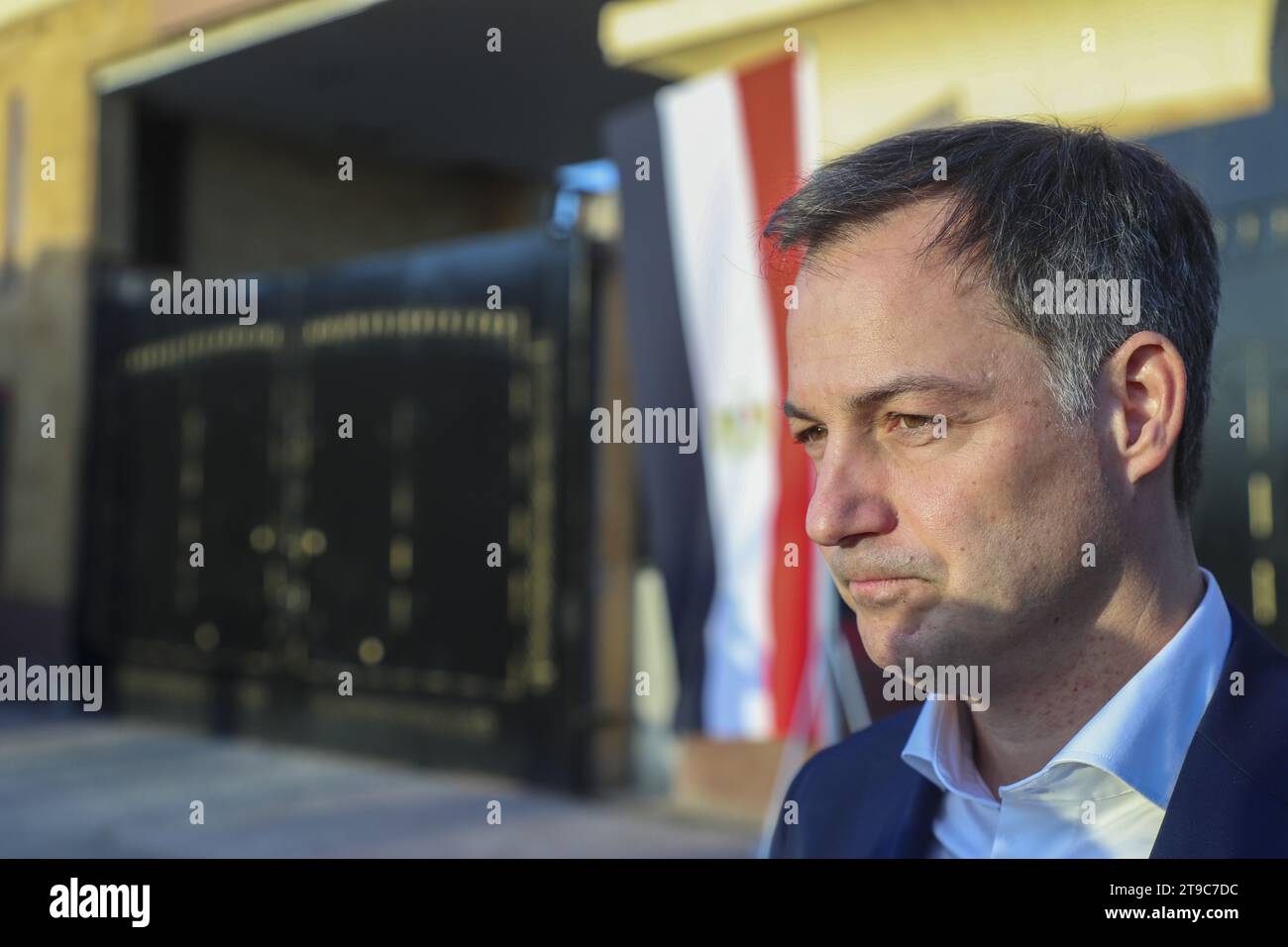 Belgian Prime Minister Alexander De Croo talks to the press at the ...