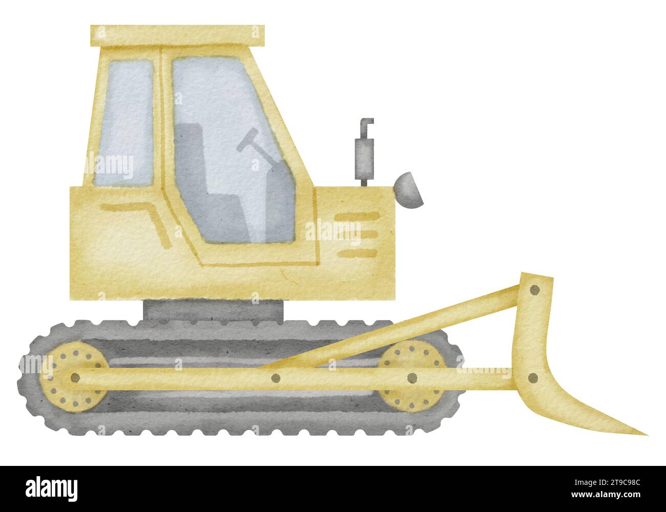 Bulldozer Watercolor illustration. Hand drawn clip art of baby toy ...