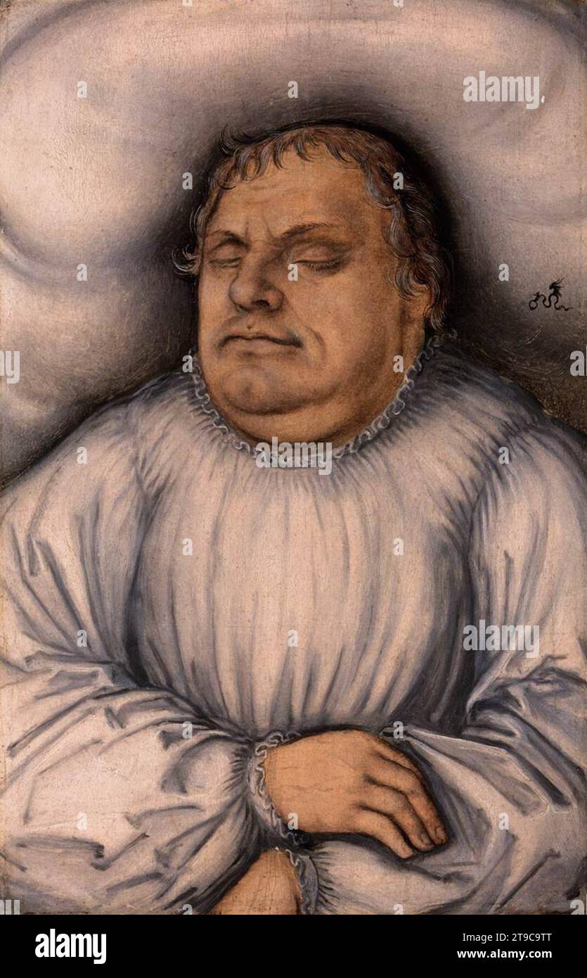 Portrait of Martin Luther on his Deathbed 1546 by Lucas The Younger ...
