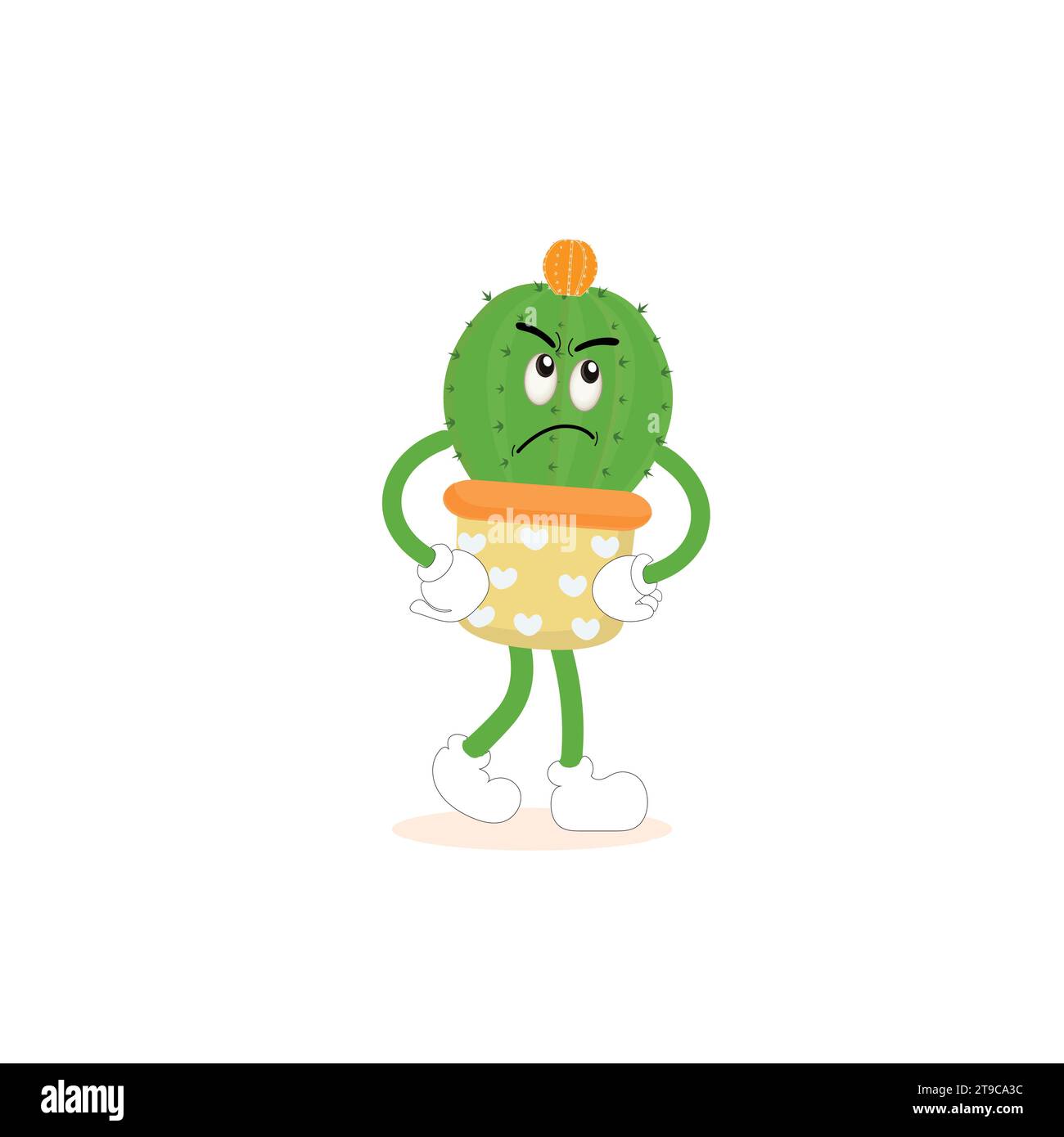 Cartoon cute cactus mascot, Potted cactus characters sett, funny cacti ...