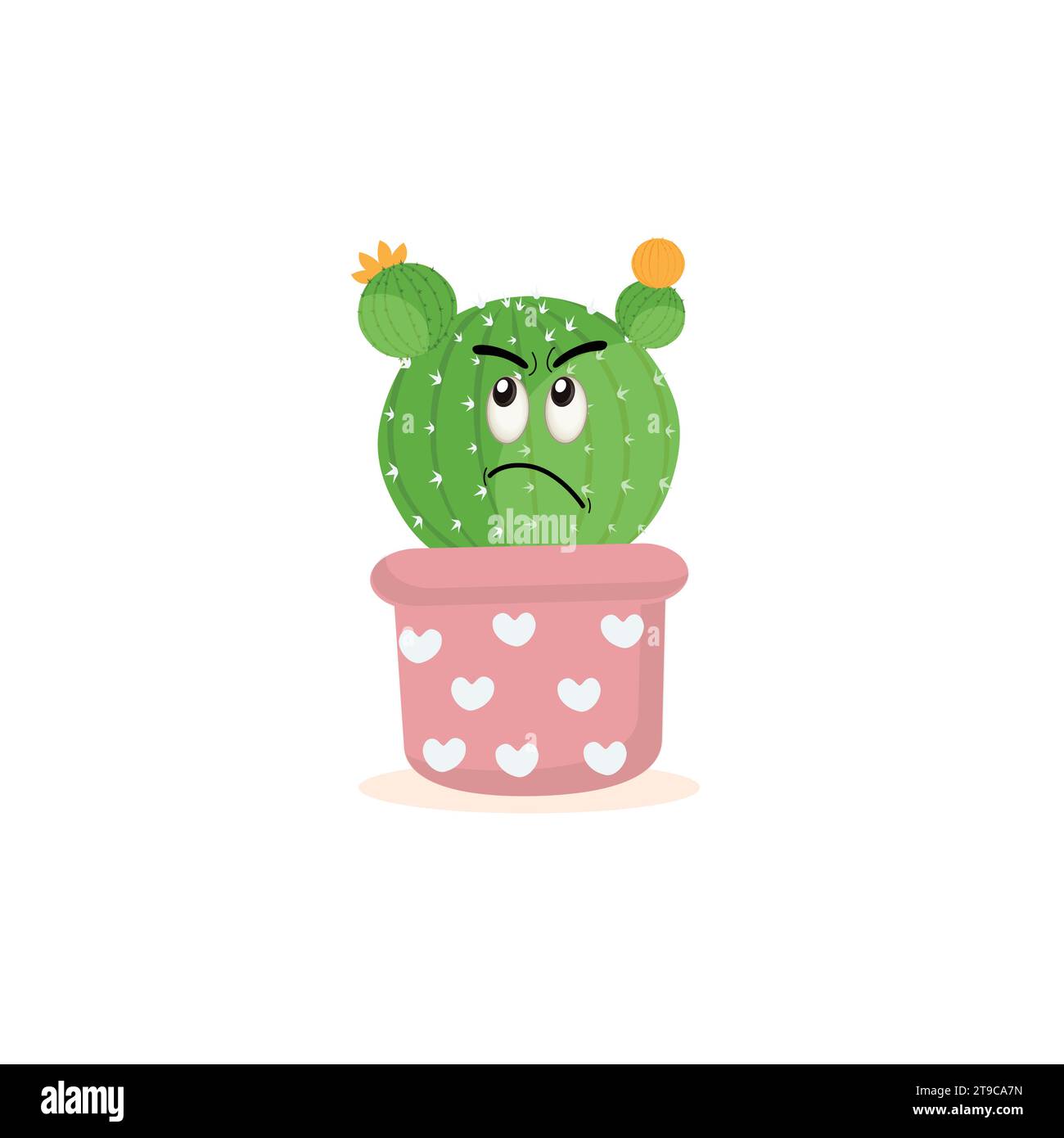 Cartoon cute cactus mascot, Potted cactus characters sett, funny cacti ...