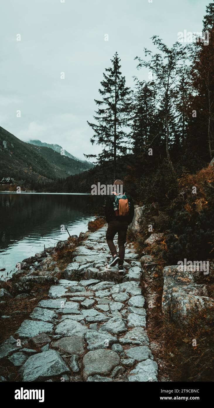 Adventurer on rocky route hi-res stock photography and images - Alamy