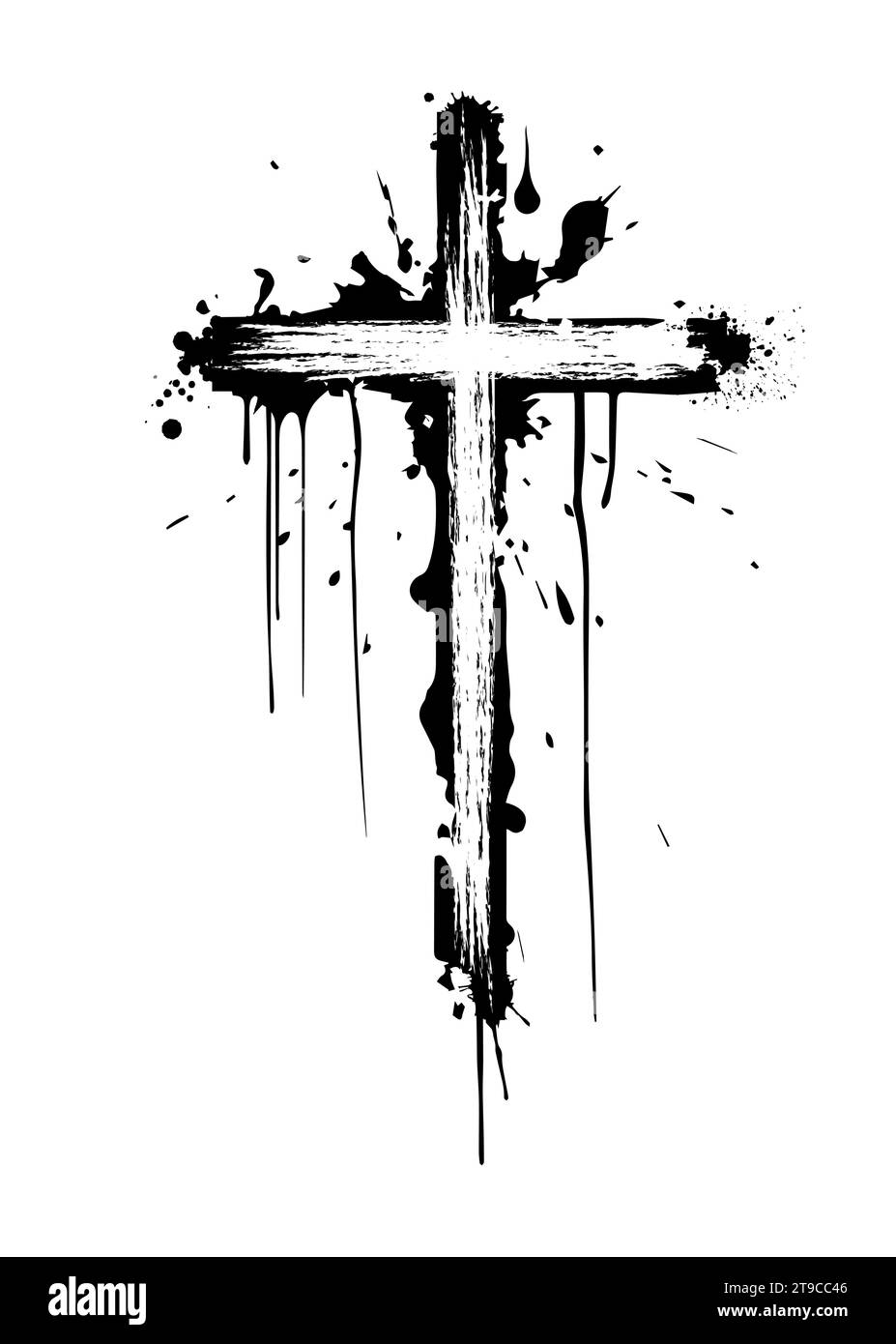 Hand drawn christian cross signs. Brush painted black icons. hand ...