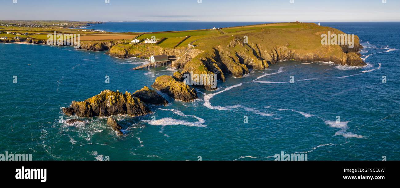 Aerial view of Trevose Head, Merope Rocks and Padstow Lifeboat Station ...
