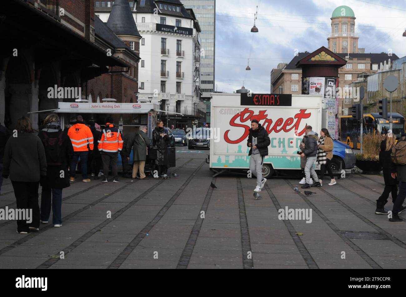 Copenhagen, Denmark /24 November 2023/food vendor danish fast food ...