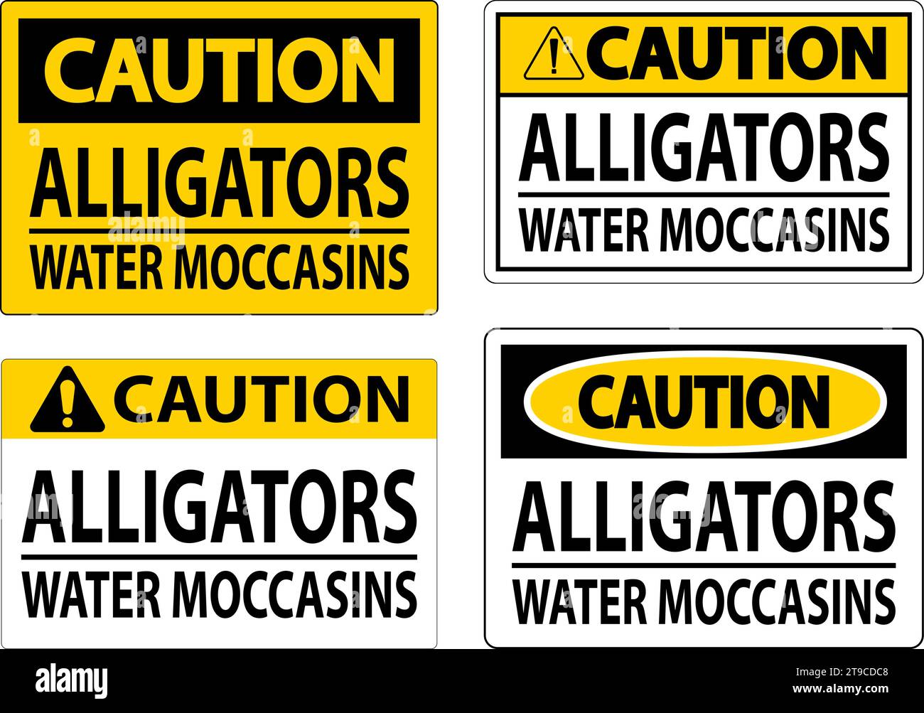 Caution Sign Alligators - Water Moccasins Stock Vector Image & Art - Alamy