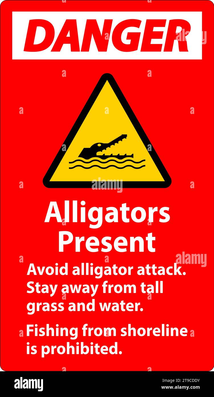 Alligator Warning Sign, Danger - Alligators Present, Avoid Alligator ...
