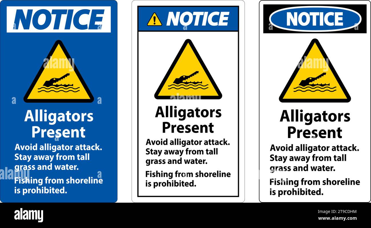 Alligator Warning Sign, Danger - Alligators Present, Avoid Alligator ...