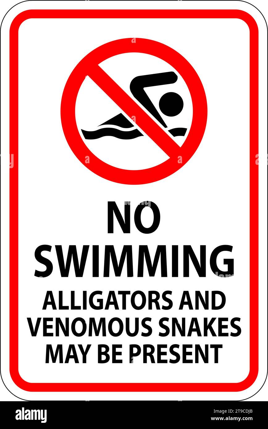 No Swimming Sign, Alligators And Venomous Snakes May Be Present Stock ...