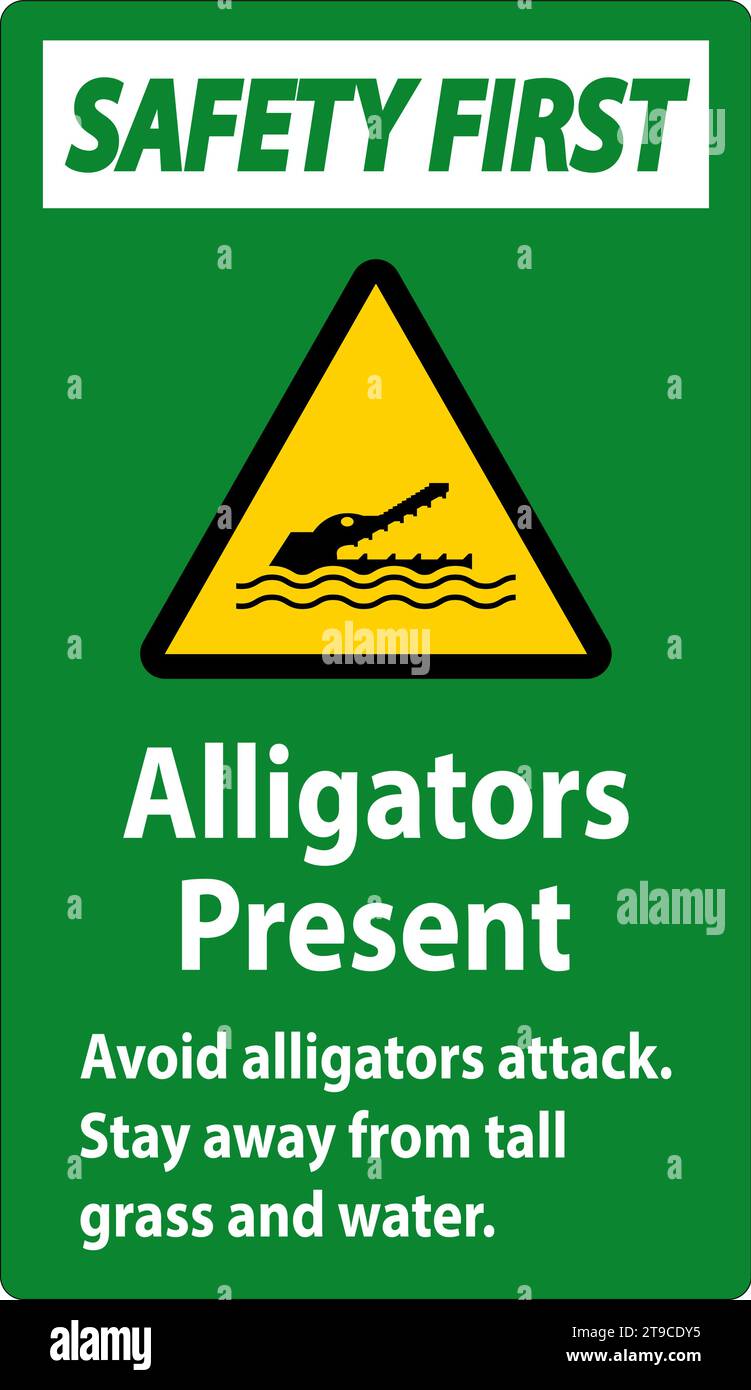 Alligator Warning Sign, Danger - Alligators Present Avoid Attack, Stay ...