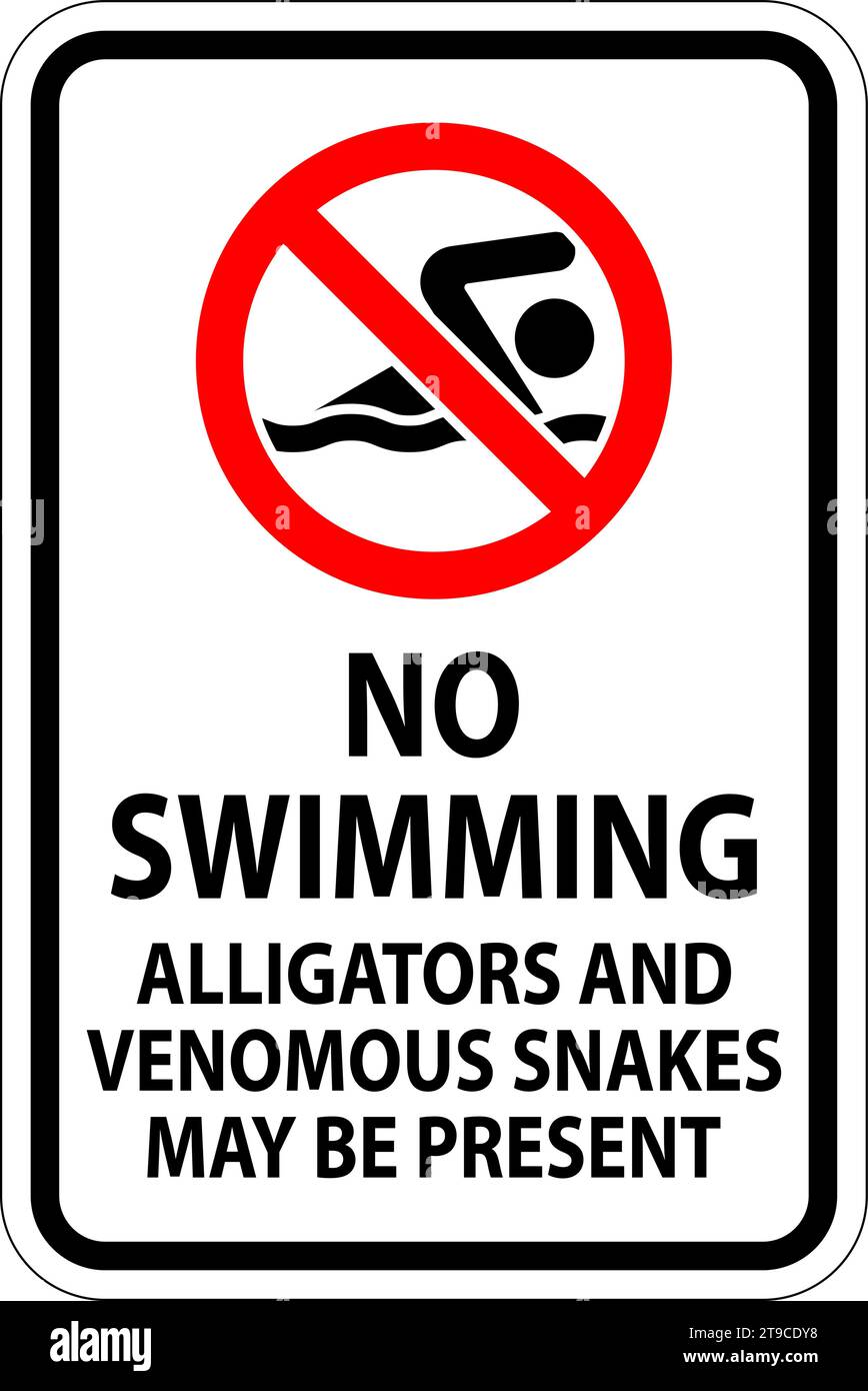 No Swimming Sign, Alligators And Venomous Snakes May Be Present Stock ...