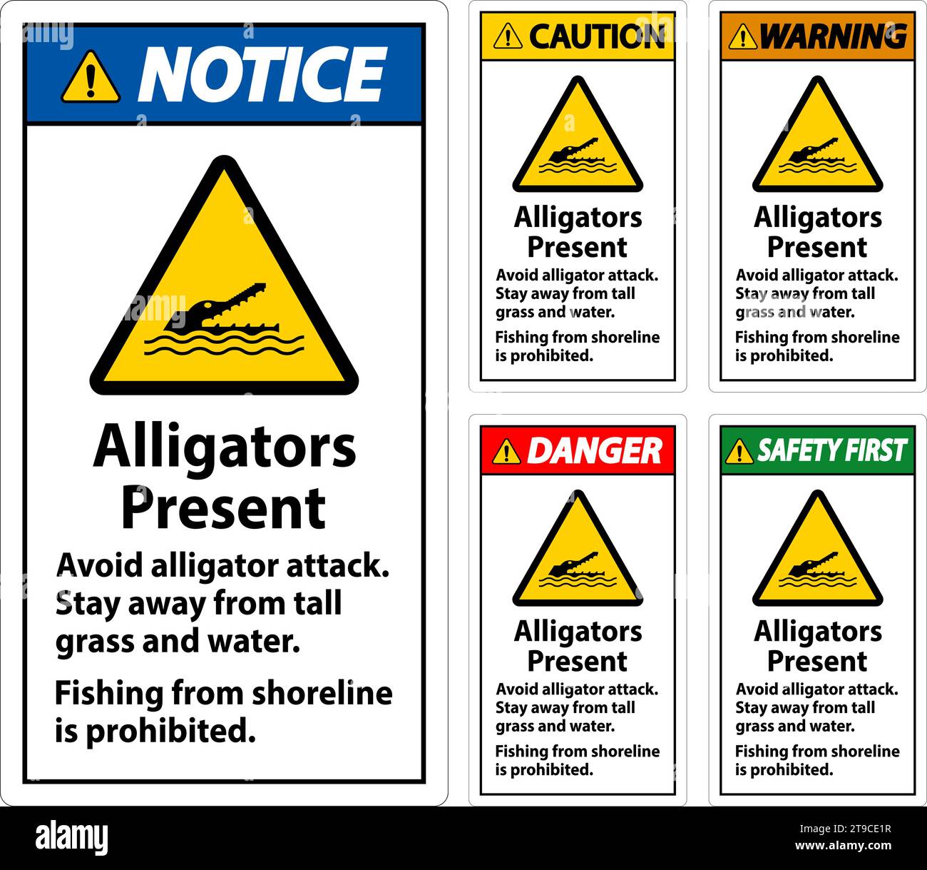 Alligator Warning Sign, Danger - Alligators Present, Avoid Alligator ...