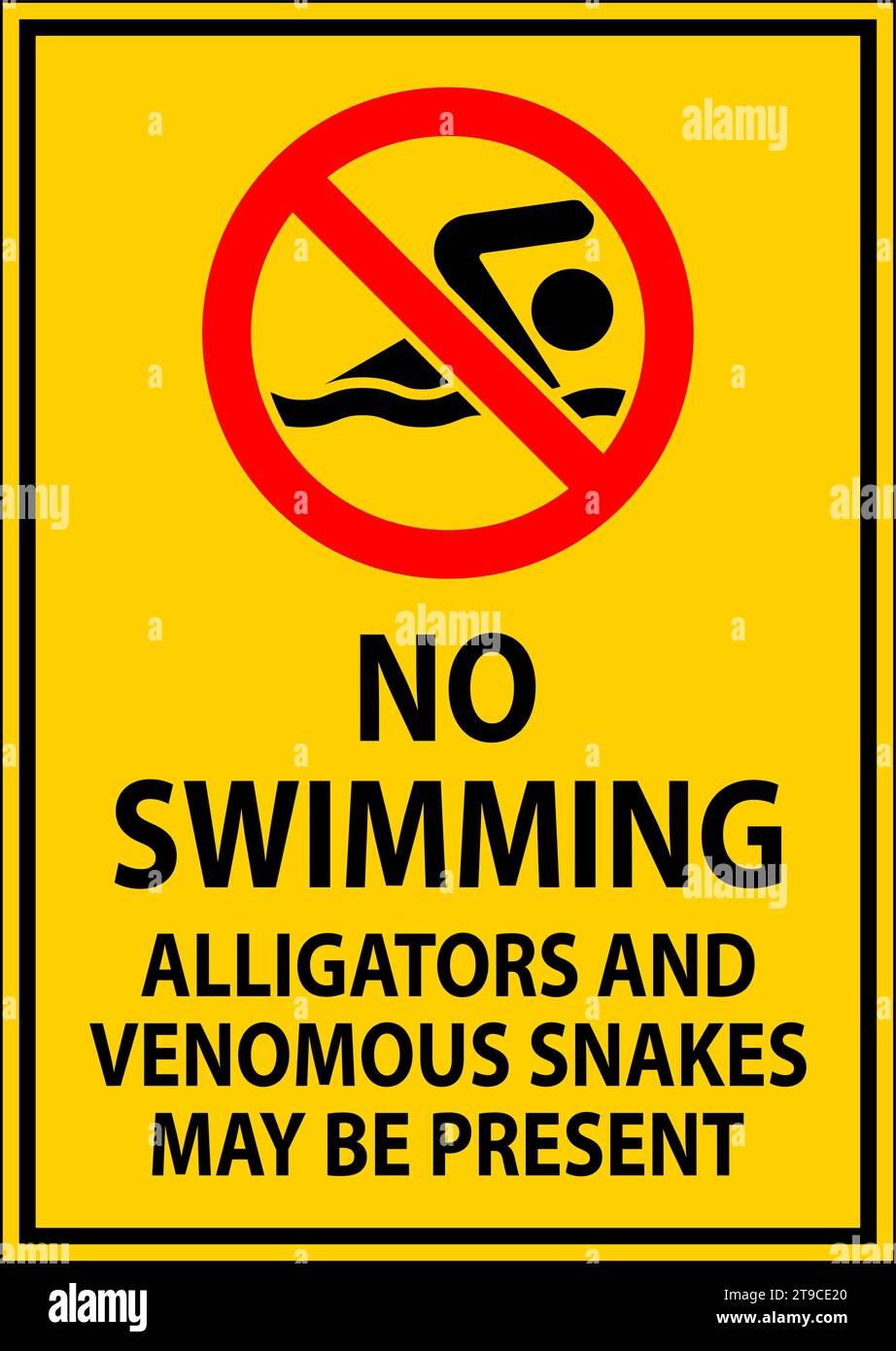 No Swimming Sign, Alligators And Venomous Snakes May Be Present Stock ...