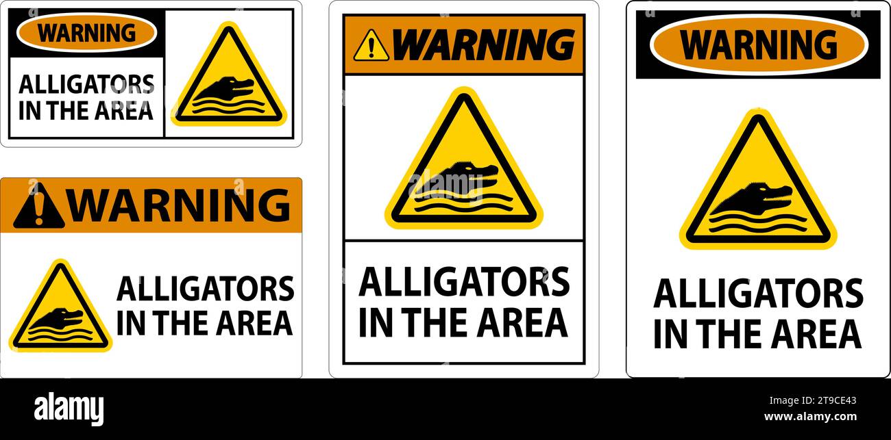 Warning Alligators In The Area Sign Stock Vector Image & Art - Alamy