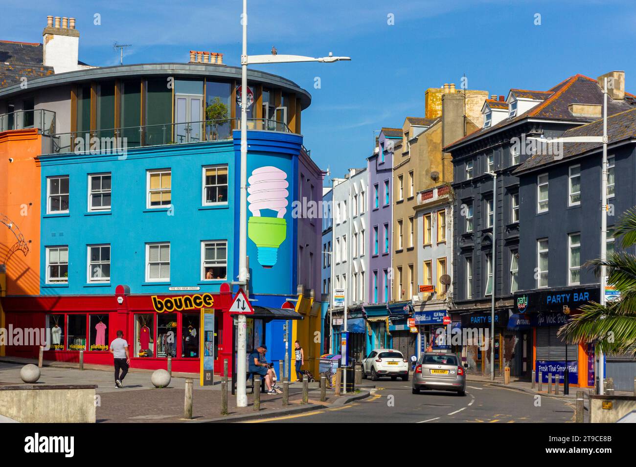 Colorful buildings near the harbourside in Folkestone Kent UK a port ...