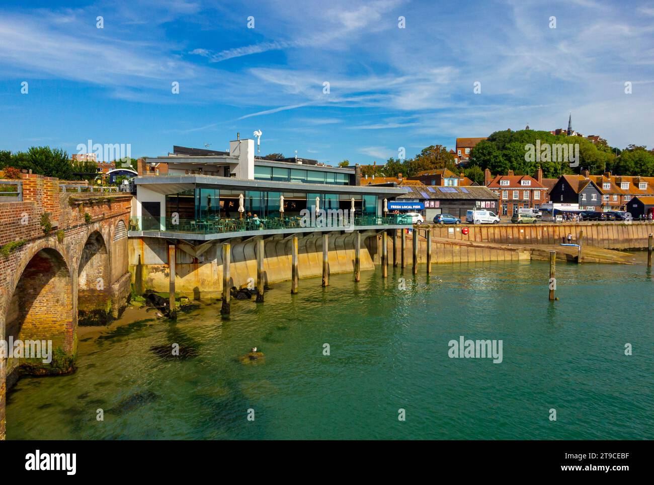 View of the harbour in Folkestone Kent UK a port town on the English ...