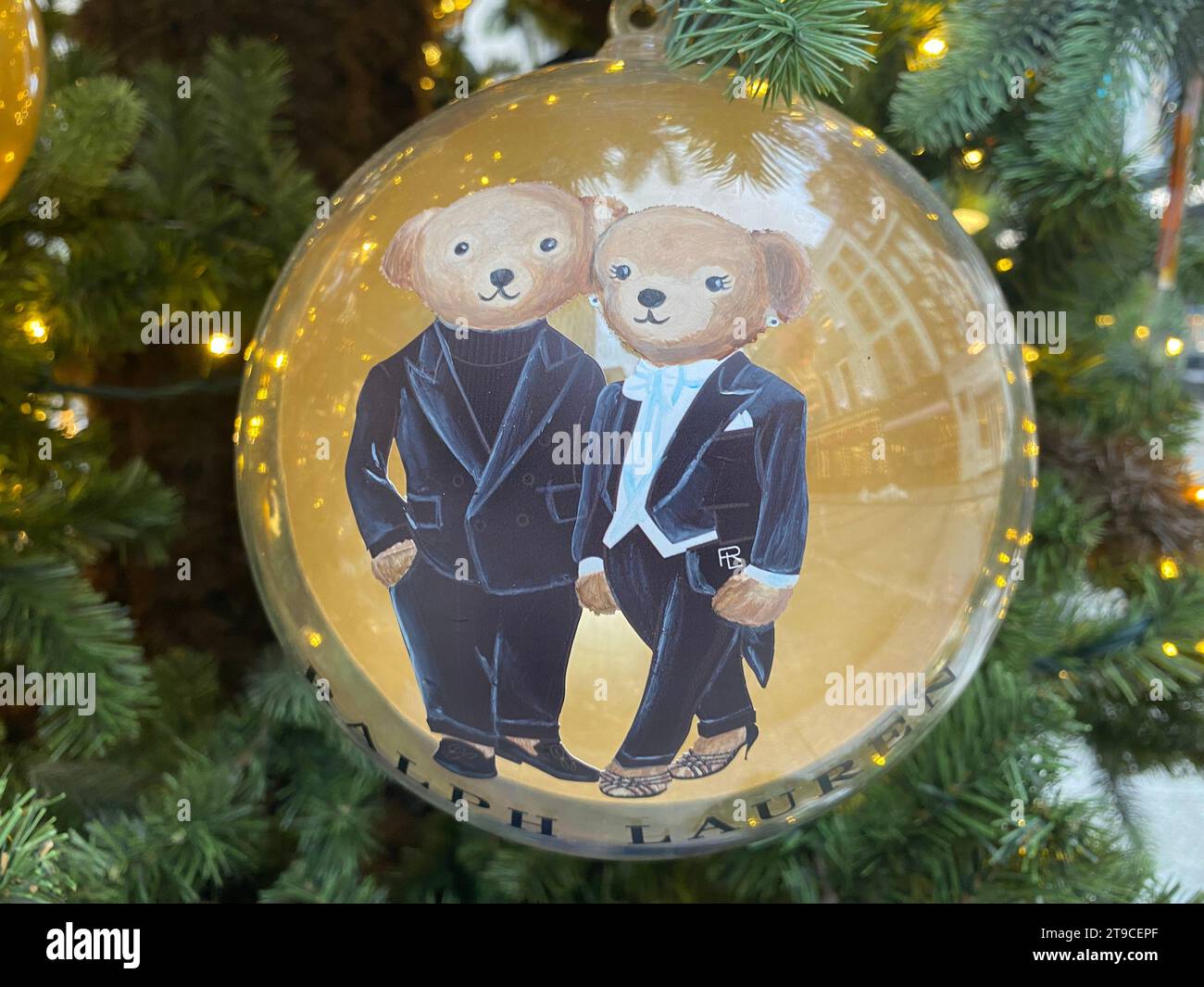 Outside the brand's flagship store stands a five meter Nordmann Fir ...