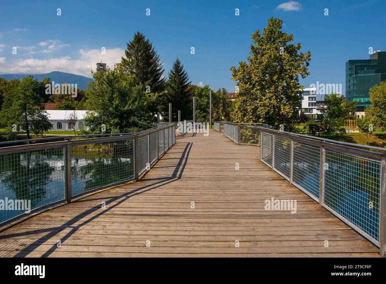 Smaragdni Most Bridge crossing the River Una in central Bihac, Una-Sana ...