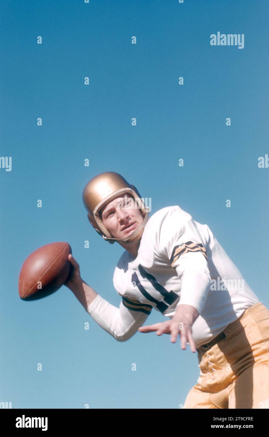 ANNAPOLIS, MD - MARCH, 1955: Quarterback George Welsh #11 of the Navy ...