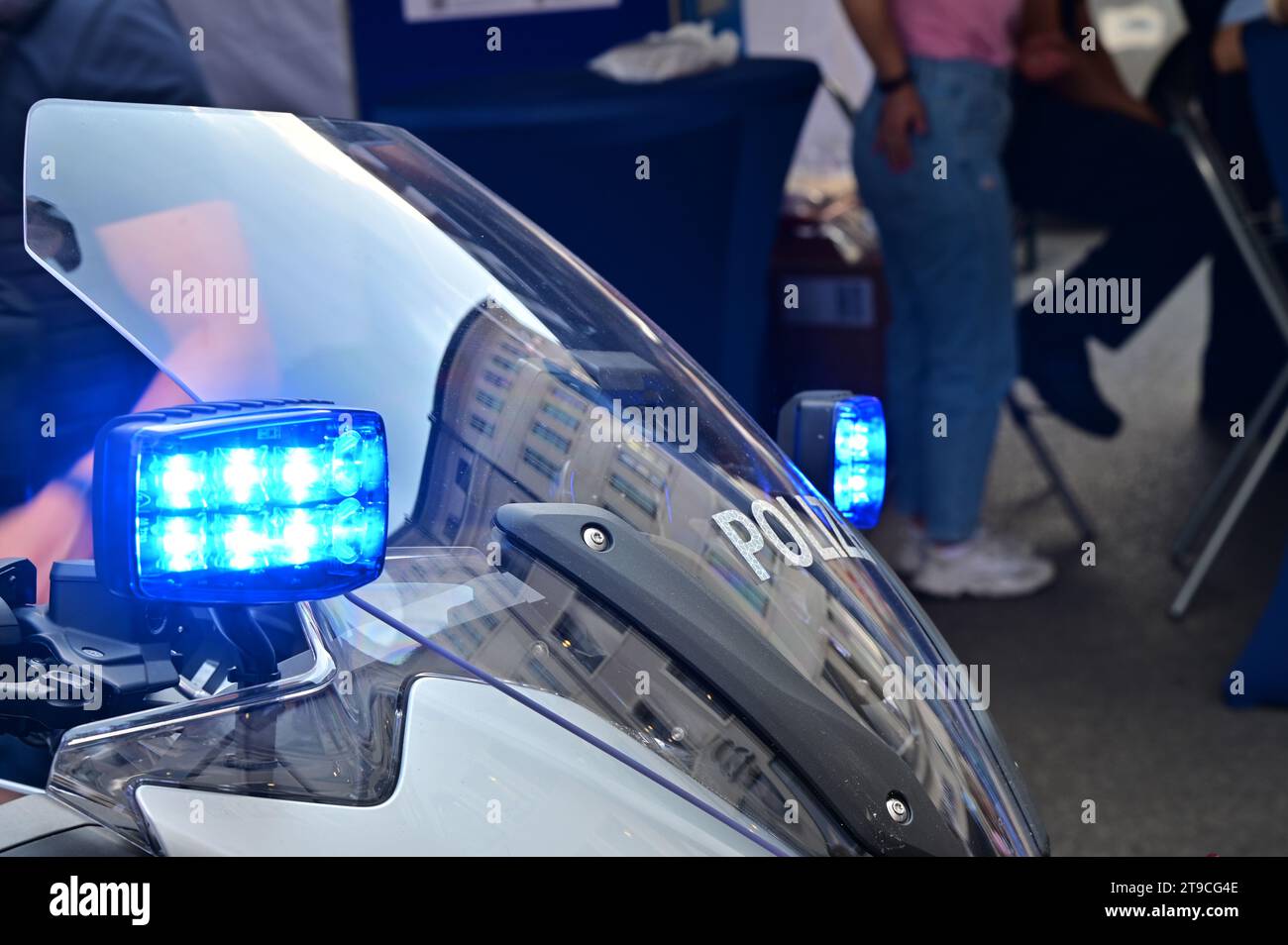 Police car at CSD Pride in Munich. The CSD parade is a political ...