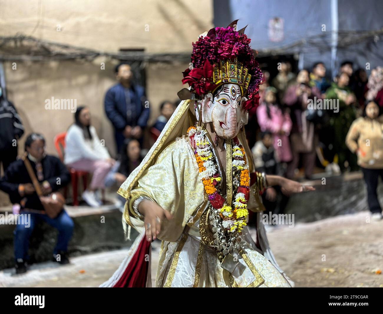 Kathmandu, Bagmati, Nepal. 24th Nov, 2023. A traditional masked dancer ...