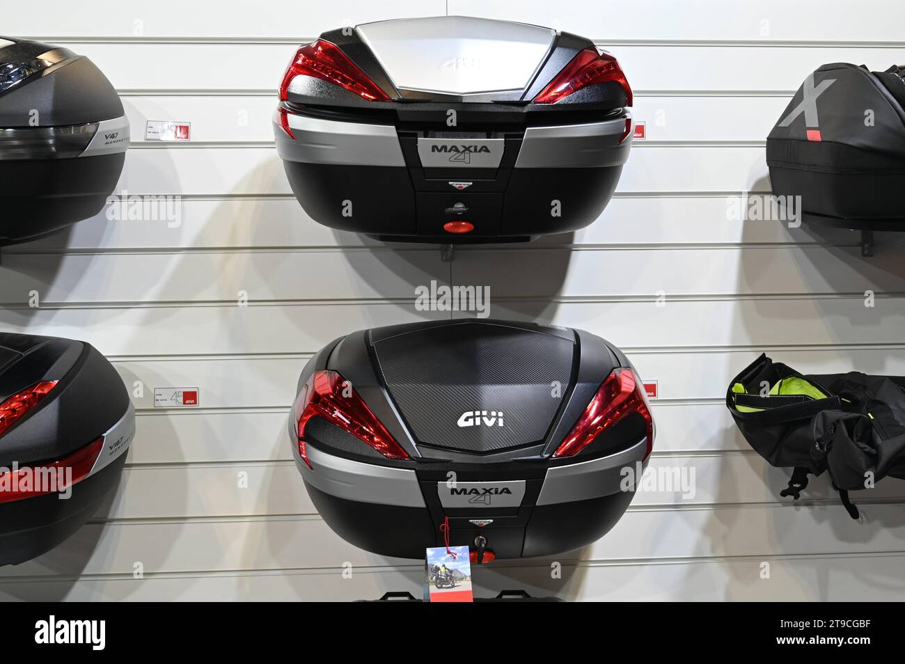 Motorcycle hard luggage Stock Photo - Alamy