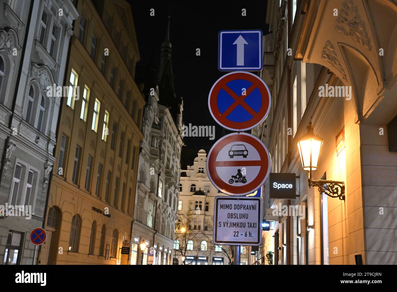 Traffic prohibition sign in Jachymova street connecting Maiselova and ...