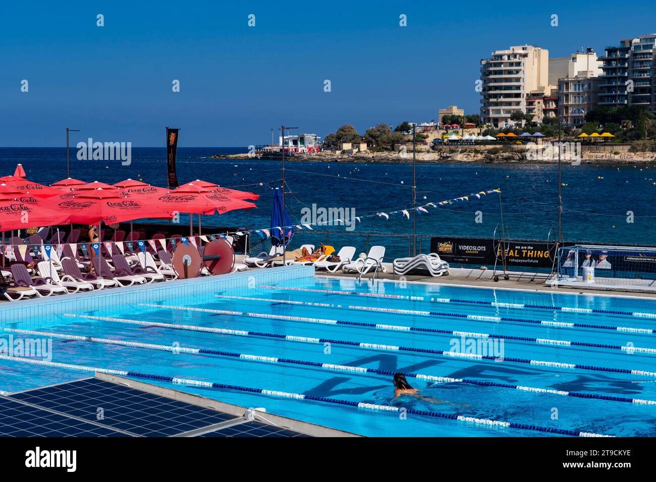 Neptunes WPSC swimming pool, Balluta Bay, Saint Julians, Malta Stock ...