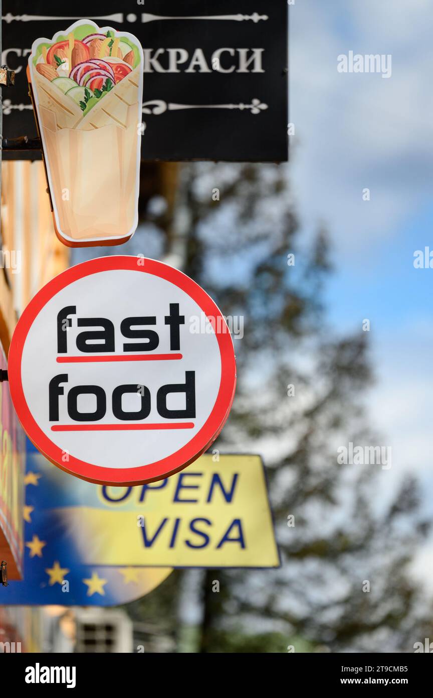 Ivano-Frankivsk, Ukraine March 26, 2023: Sign logo of a fast food ...